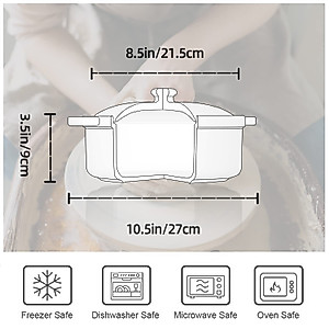 FUN ELEMENTS Casserole Dish, 2 Quart Lace Emboss Dish with Lid, Oven to Table Ceramic Round Serving Handles for Dinner and Party, Thanksgiving Christmas Gifts(Bright White)