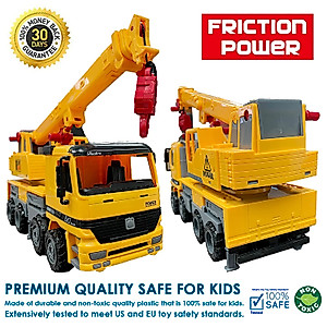 15 inches Oversized Friction Lift Crane Truck Construction Vehicle Toy for Kids
