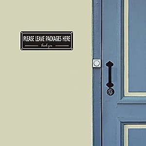 Leave Packages Here Sign Metal, (2 Pack) Package Delivery Sign Instructions, 10" x 3.5" Leave Packages Sign for Front Door, Aluminum Outside Signs, Rust free, Fade Resistant,Weatherproof