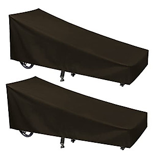 Waterproof Patio Lounge Chair Cover 2 Pack Heavy Duty Outdoor Chaise Lounge Covers Patio Garden Furniture Chair Cover Wind-resistant with Click-Close Straps (82"L x 30"W x 31"H, Black)