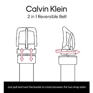 Calvin Klein Men's Reversible Dress Belt with Plaque Buckle, Black/Black, X-Large (42-44)