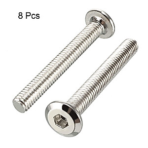 uxcell M6x45mm Furniture Bolts Hex Socket Screws Fastener Carbon Steel 8pcs