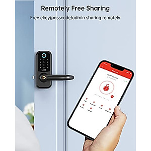 Hornbill Smart Lock Keyless Entry with Handle - Fingerprint Door Locks for Front Door - Keypad Electronic Digital Biometric Bluetooth Passcodes Alexa App Control Touch Screen Key Fobs - Airbnb Home
