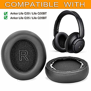 Life Q30 / Q35 Earpads - defean Replacement Ear Cushion Foam Cover Ear Pads Compatible with Anker Soundcore Life Q30 / Q35 BT Headphones, Softer Leather,High-Density Noise Cancelling Foam (Black)