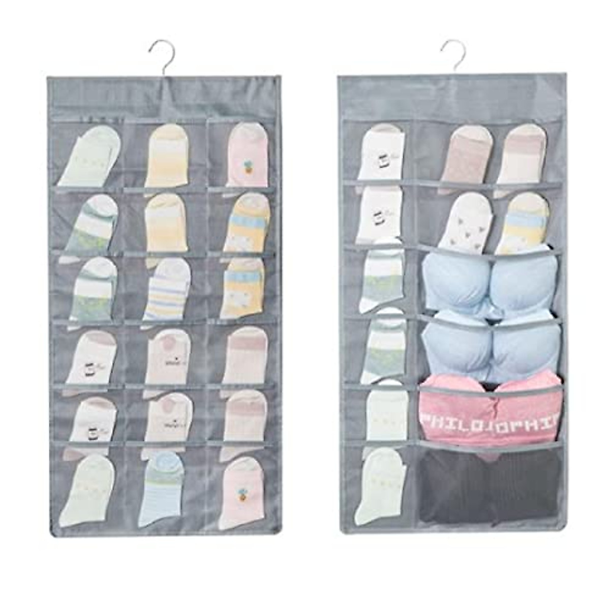 GUAGLL 24 Space Capacity Underwear Socks Storage Bag Non Woven Foldable Window Wardrobe Storage Bag for Underwear Socks