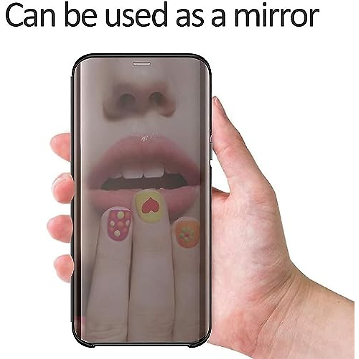 for Samsung Galaxy Note 10 Plus Case Clear View Makeup Mirror Flip Cover, Galaxy Note 10 Plus Phone Case with Kickstand Shockproof Protective Cover Galaxy Note 10 Plus Shell (Black)