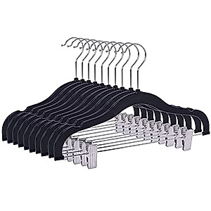 Quality Kids Children's Plastic Non Velvet Non-Flocked Thin Compact Shirt and Skirt/Pant Bundle Coat Hangers with Metal Clips for Skirts Pants Blouses 360° Swivel Hook, Jacket, Shirt, Pants,