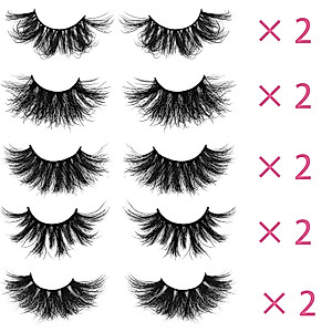 25MM Mink Eyelashes Wholesale Ninglash 10 Pack False Eyelashes, Christmas Gifts for Women Dramatic Real Mink EyeLashes, Thick HandMade Full Strip Lashes, Crueltyl Free Fluffy Lash, 3D Mink Lashes Bulk