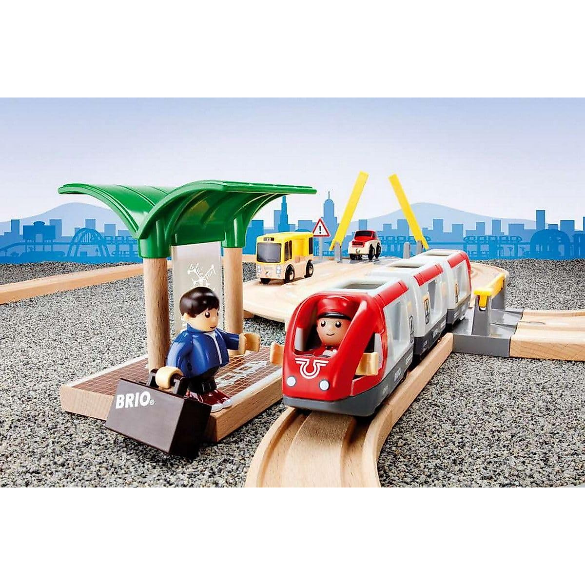 BRIO World - 33209 Rail & Road Travel Set | 33 Piece Train Toy with Accessories and Wooden Tracks for Kids Ages 3 and Up