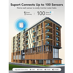 GoveeLife WiFi Water Ieak Detector 2 for Home, Smart Water Ieak Sensor 4 Pack with 100dB Adjustable Alarm and App Alerts, Wireless Detector with 1312 ft Transmission for Basement, Kitchen, Bathroom