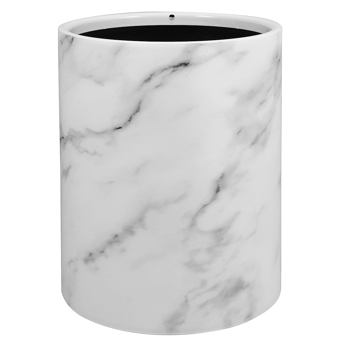 Luxshiny Marble Trash Can, 12L Round Wastebasket Garbage Bin Container Recycle Bin Rubbish Pail for Bathroom Kitchen Bedroo Home Office White