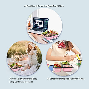 Exclusivo Bolsillo Foldable Bento Lunch Box (6pcs) for Women Men With Spork & Lid BPA Free,Collapsible and Leakproof Space Saving Food Storage Containers with 3 Compartments(6 Color Pack)