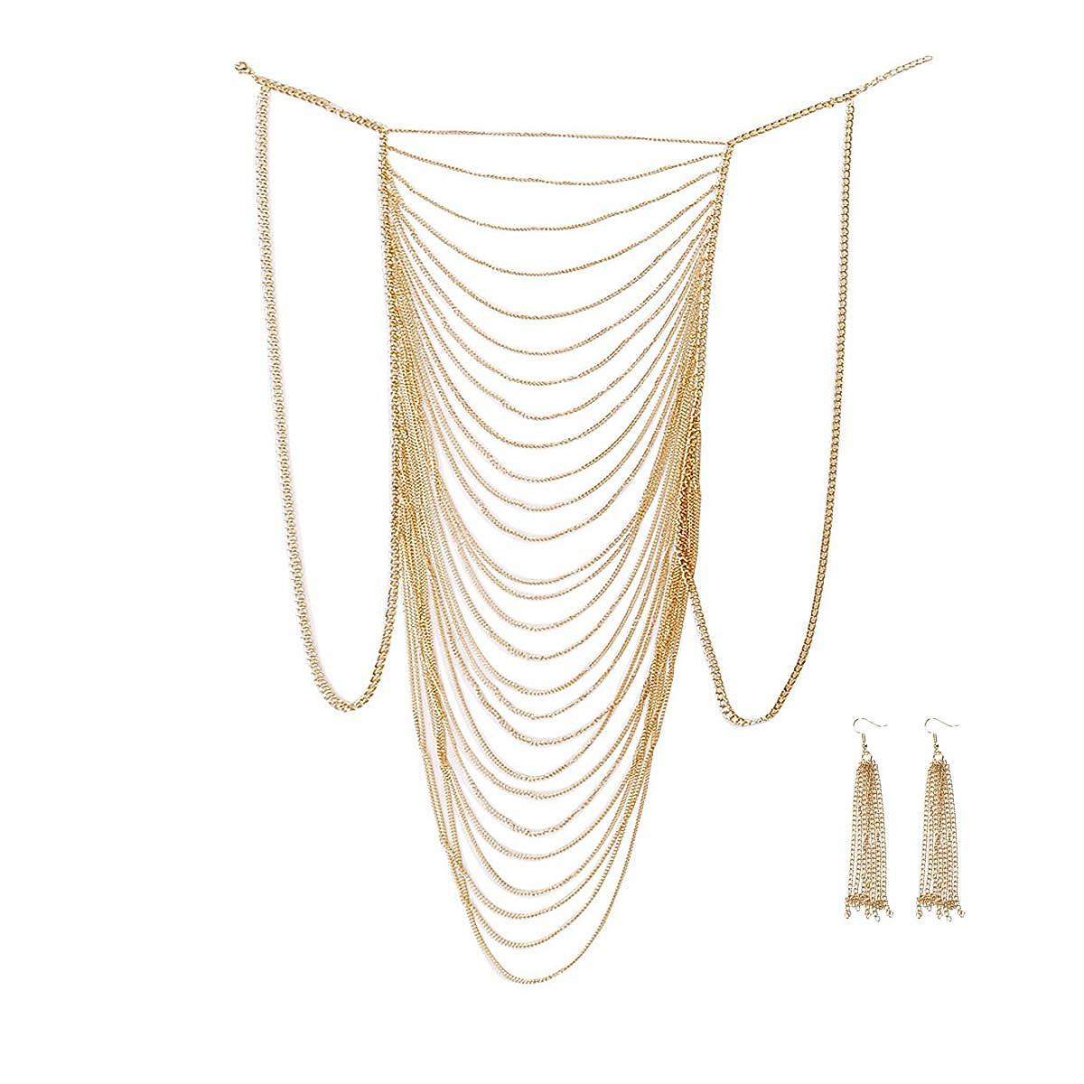 Women's Sexy Halter Backless Tank Top Bra Body Chain Necklace Tassels Party