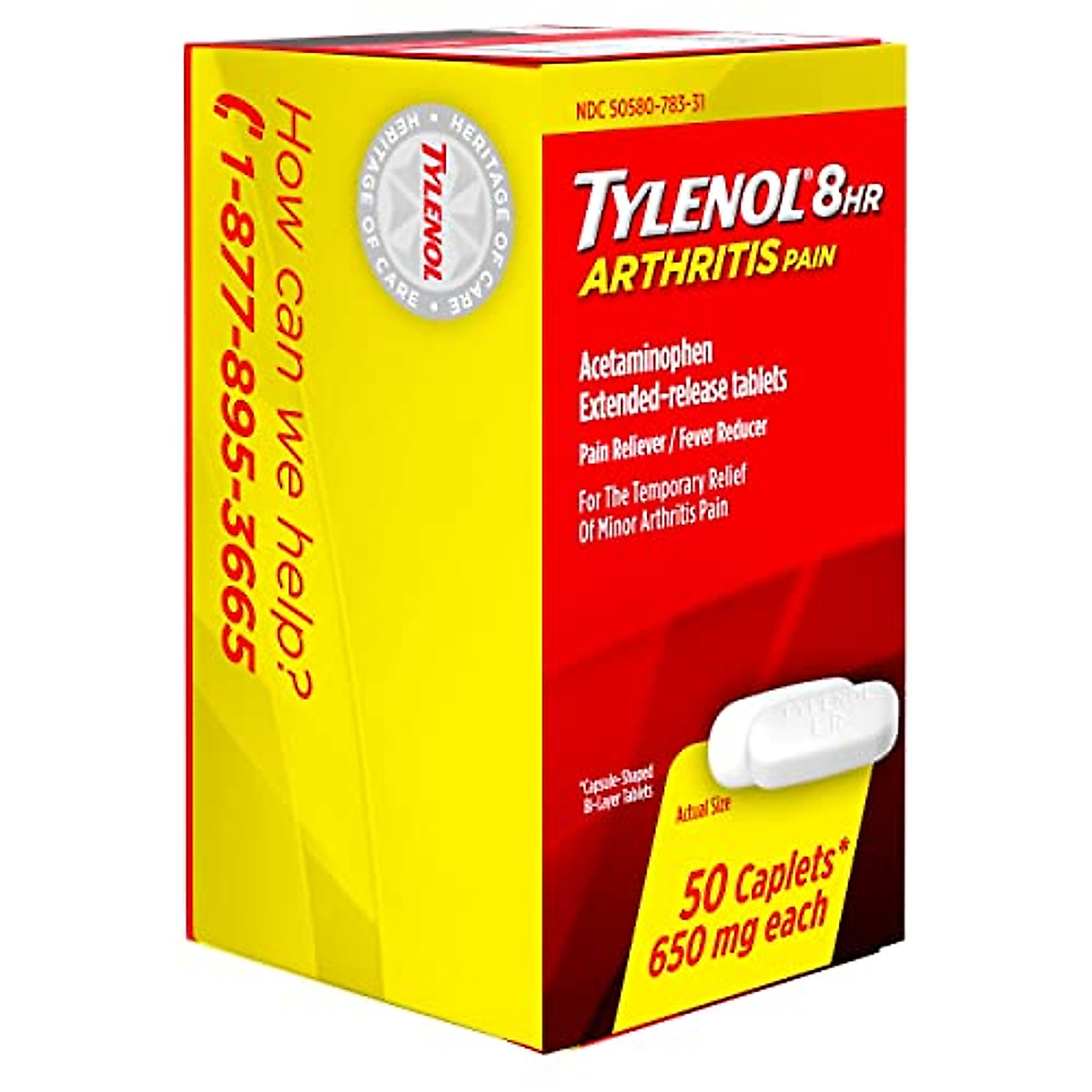 Tylenol 8 Hour Arthritis & Joint Pain Acetaminophen Caplets, 50 Count