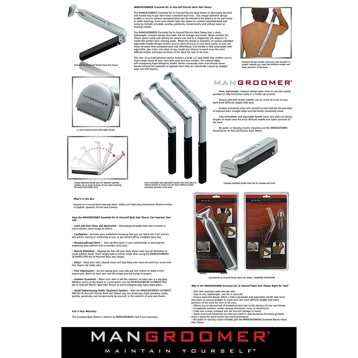 MANGROOMER Do-It-Yourself Electric Back Hair Shaver (101-6)
