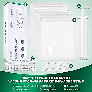 3D Printer Filament Vacuum Storage Kits and 3D Printer ABS Filament Bundle, Remove Moisture from Damp Filaments, Spool Storage Sealing Bags Kits, 32 * 34CM(12.59 * 13.38inch)