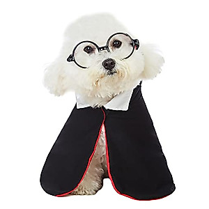 Impoosy Dog Halloween Costume Pet Wizard Hat Cat Soft Clothes Funny Puppy Halloween Cosplay Shirts with Glasses (XL)
