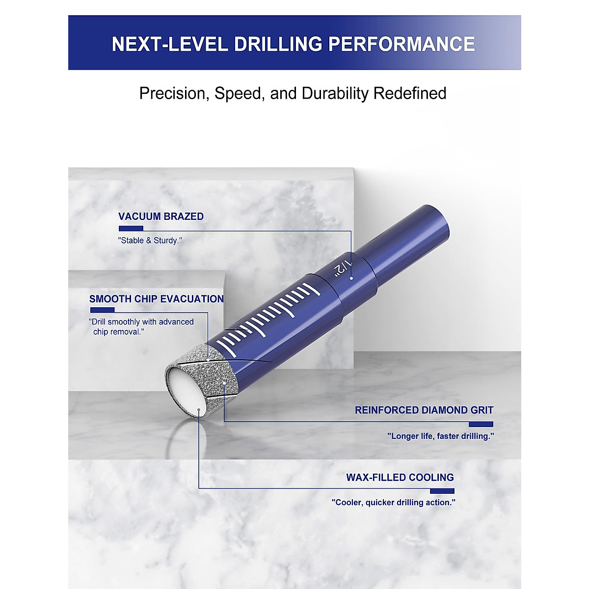 6 PCs Diamond Drill Bits Set for Porcelain, Ceramic, Glass & More - Versatile Tile Drill Bits for Efficient, Precise Drilling