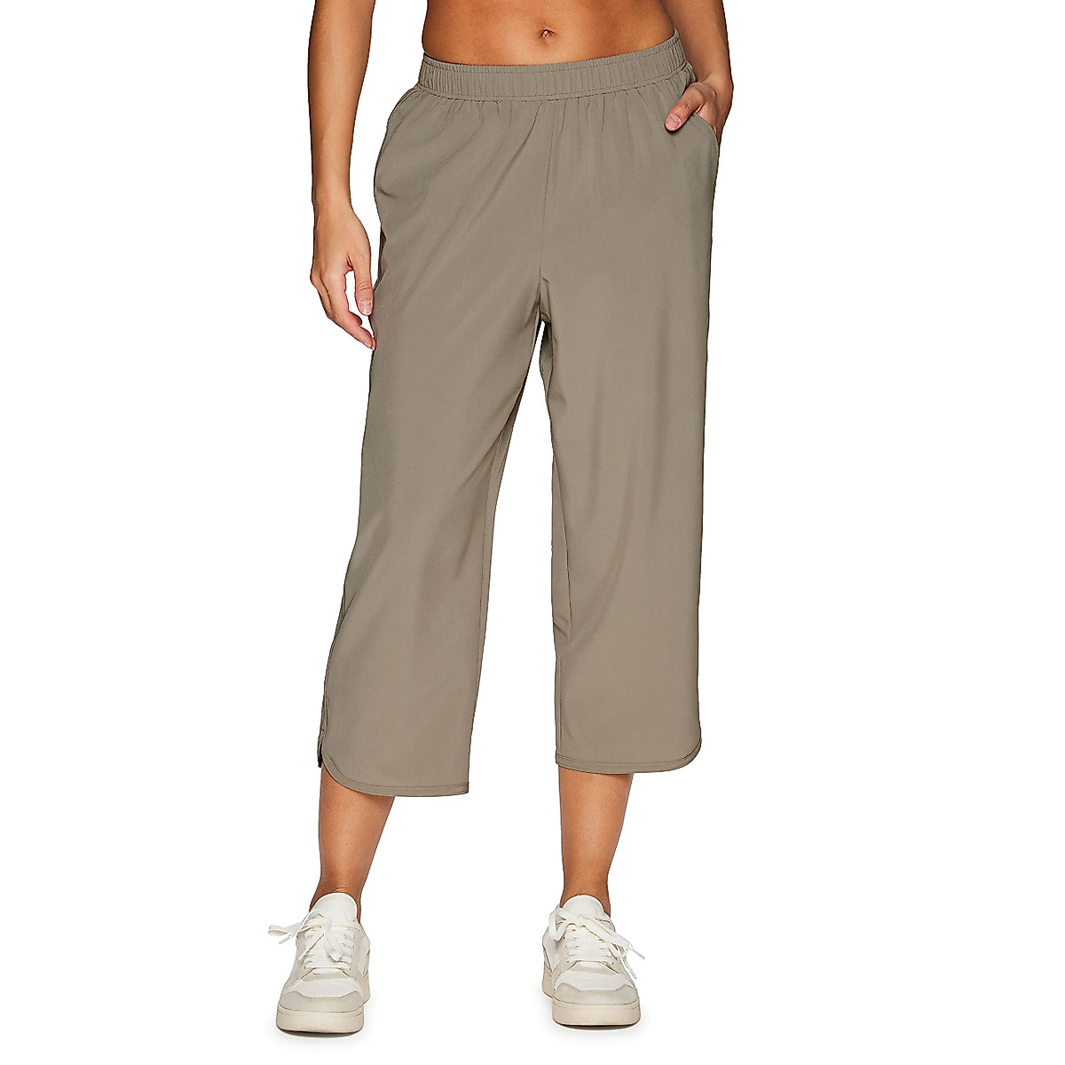 RBX Women's Lightweight Quick Dry Relaxed Cropped Woven Pant Capri Smoke Sage S