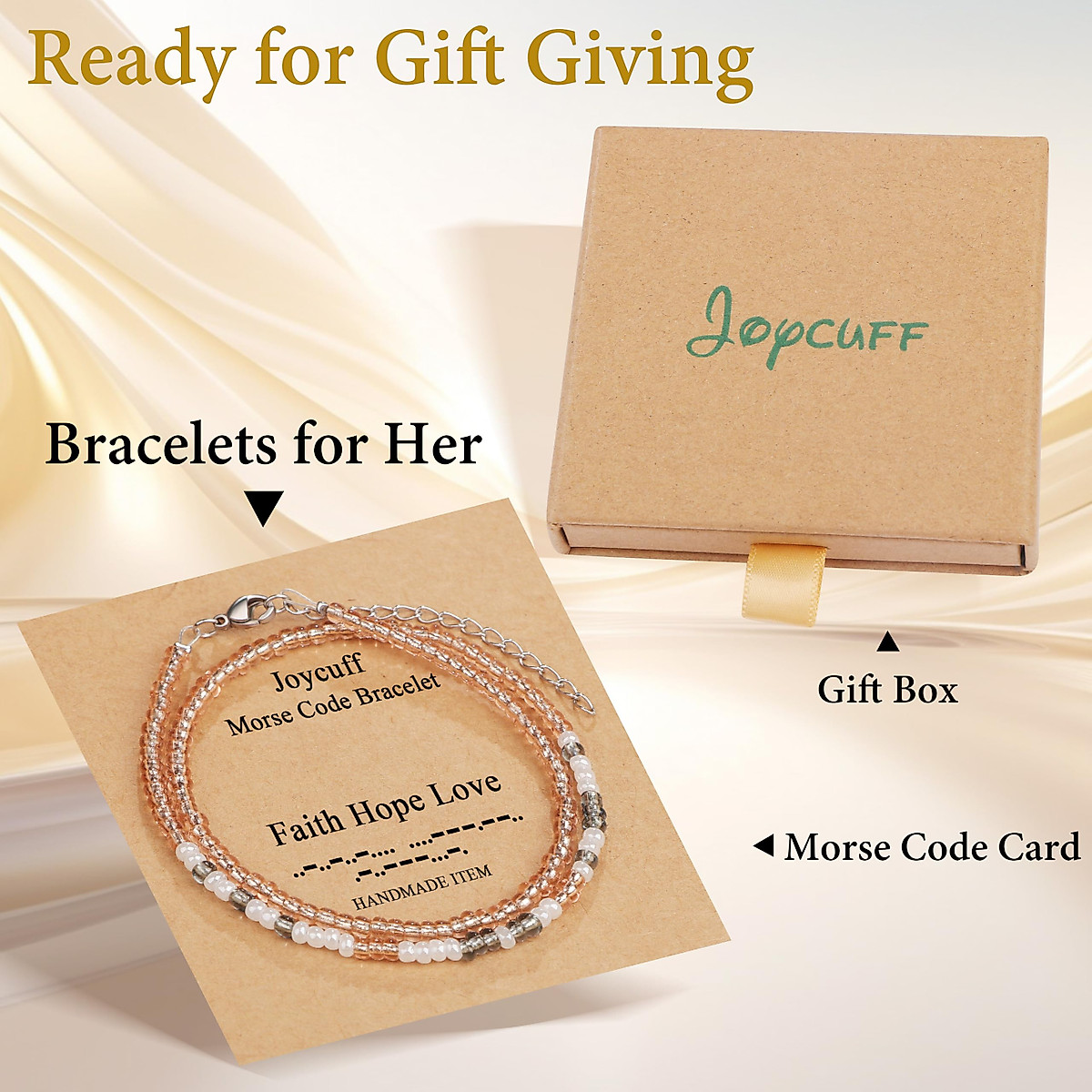 JoycuFF Morse Code Bracelets for Daughter Niece Inspirational Bracelets for Women Mom Encouragement Valentine's Day Mother's Day Birthday Graduation Gifts Meaningful You Make a Difference