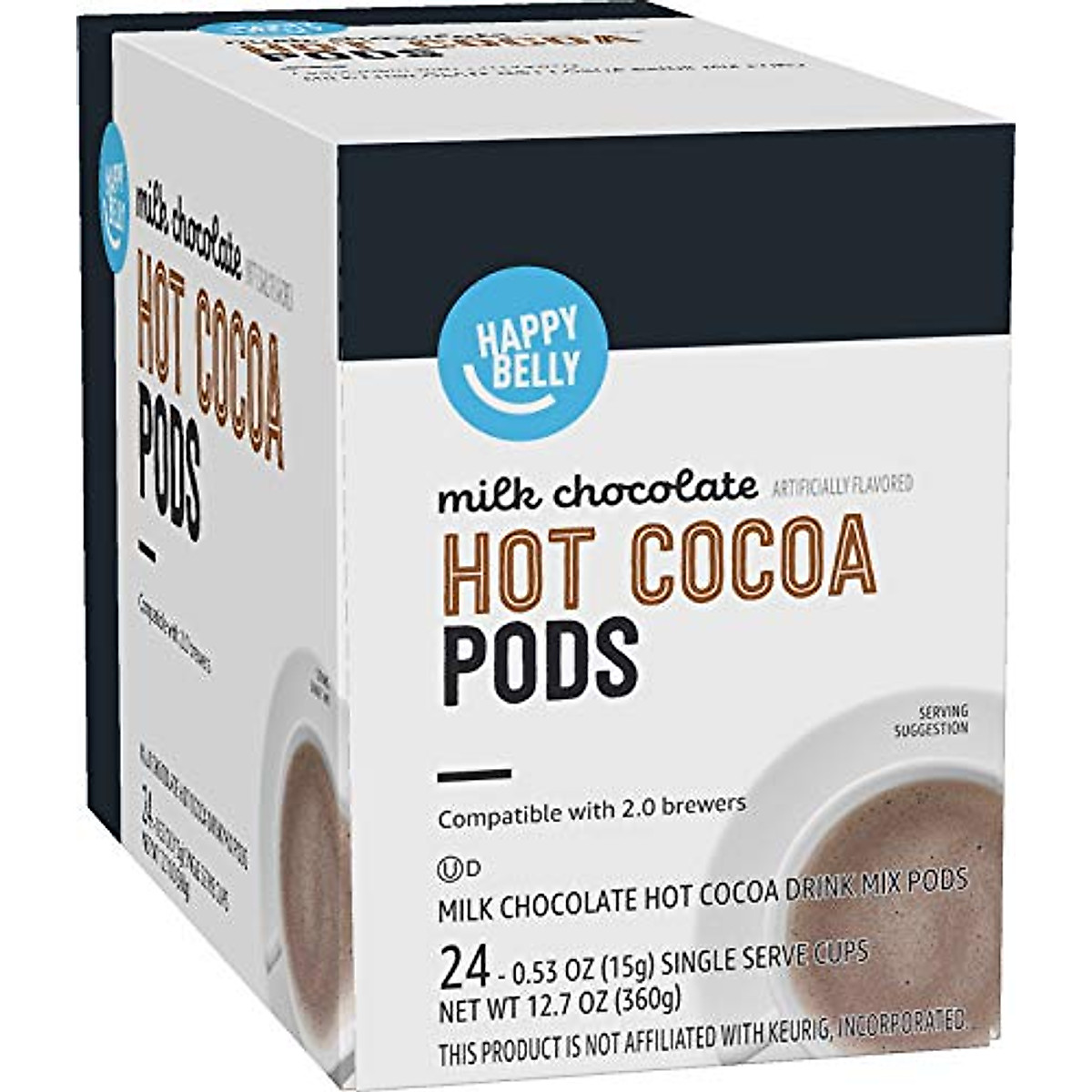 Amazon Brand - Happy Belly Hot Cocoa Pods, Milk Chocolate, 24 Count, Pack of 1