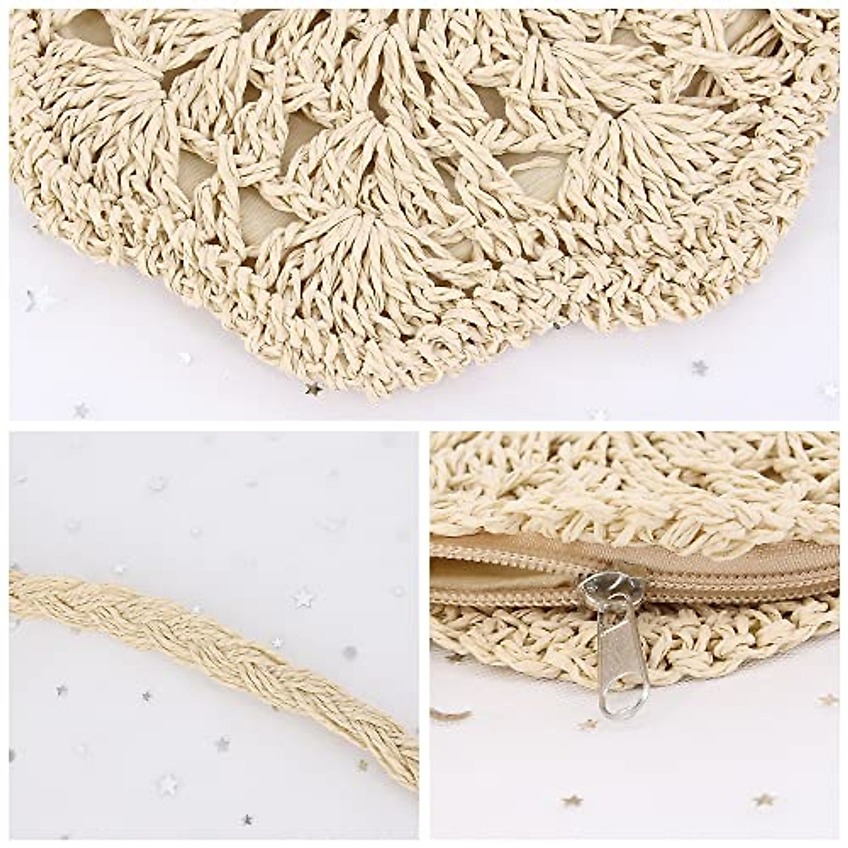 Naimo Straw Crossbody Bags for Women Rattan Bag Woven Straw Shoulder Handbag Purse Handmade Weaving Summer Beach Bag