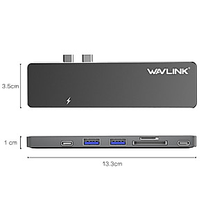 USB C Hub Adapter for MacBook Pro 2016/2017,Wavlink MacBook Air USB Adapter with 40Gbps Thunderbolt 3 Port (5K@60Hz), 100W PD, 4K HDMI, SD/Micro Card Reader,USB-C and 2 USB 3.0