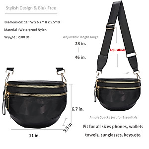 Crossbody Bags for Women Nylon Cross Body Travel Shoulder Handbags Lady Chest Purses Light Sling Backpack - Black