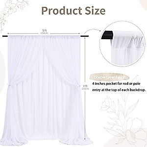 White Backdrop Curtains Sheer Tulle Backdrop for Parties 5ftx7ft Baby Shower Background for Wedding Party Ceremony Photo Backdrop