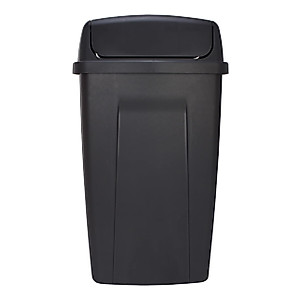 DqOasd Trash Can 13 Gallon with Swing Lid, Plastic Tall Garbage Can Indoor, Recycle Bin and Waste Basket for Home, Office, Garage, Patio, Restaraunt (Black), 1 Count