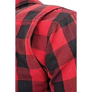 Mens Motorcycle Lightweight Waterproof CE armor Blk/Red Checkered Flannel Riding Jacket Shirt (as1, alpha, xx_l, regular, regular, XX-Large)