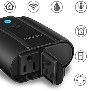 Outdoor Smart Plug - WiFi Outlet with 2 Sockets,Compatible with Alexa,Google Home,Remote Control/Timer by Smartphone,IP44 Weatherproof,FCC/RoHS Certified