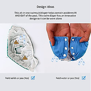 Ijnuhb Washable Baby Swim Diaper Reusable Swimming Diapers for Toddler Swimwear Pants 0-3 Years Boys Shower Gifts (Green,3 Months)