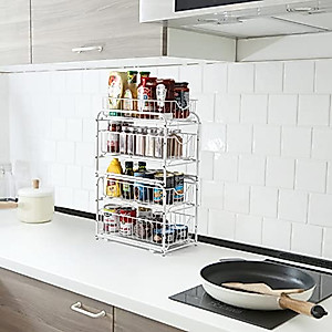 MOOACE 2 Pack Stackable 2 Tier Under Sink Cabinet Organizer with Sliding Storage Drawer, Pull Out Basket Organizer for Pantry, Under The Sink, Bathroom, Kitchen, White