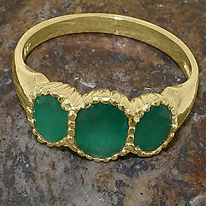 LetsBuyGold 14k Yellow Gold Natural Emerald Womens Promise Ring - Size 10.75