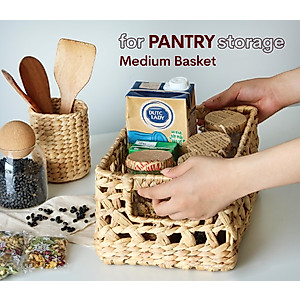 CHI AN HOME Wicker Hyacinth Cube Baskets Pack 4 + Set 4 Nesting Storage Baskets