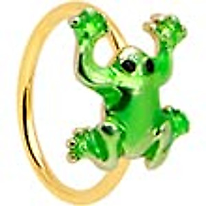 Body Candy Womens 20G Stainless Steel Nose Ring Green Tree Frog Nose Hoop Ring Circular Nose Ring 5/16”