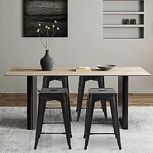 FDW Metal Bar Stools Set of 4 Counter Height Barstool Stackable Barstools 24 Inch Indoor Outdoor Patio Bar Stool Home Kitchen Dining Stool Backless Bar Chair