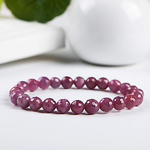 Stone-Beads 7mm Red Natural Ruby Gemstone Crystal Faced Round Bead Stretch Woman Men Bracelet AAAA