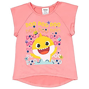 Pinkfong Baby Shark Toddler Girls Graphic T-Shirt Tank Top Leggings Dolphin Shorts 4 Piece Outfit Set 2T