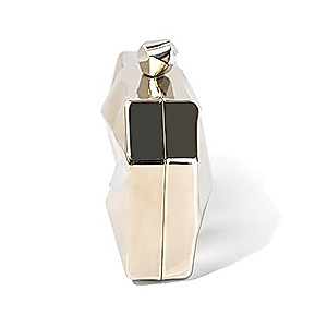 QZUnique Lattice Metal Handbag Geometric Evening Bag Abstract Stone Cut Chain Clutch Purse for Women