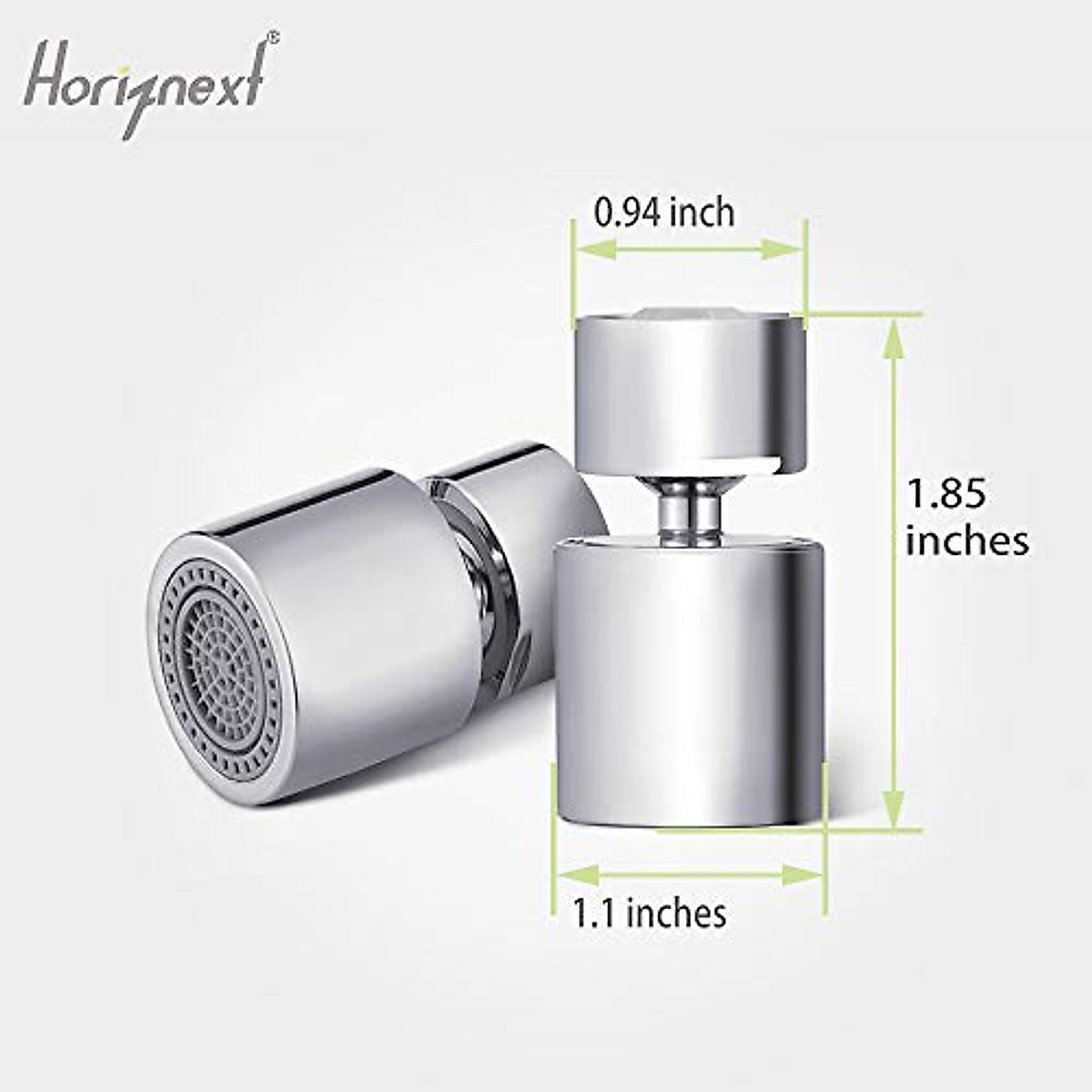 Horiznext faucet aerator for kitchen bathroom sink, tap head sprayer 360 degree swivel filter attachment hose extender no splash water nozzle (1 pc with adapter)