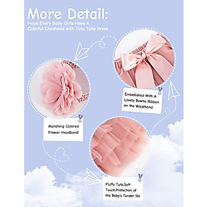 Simplicity Toddler Girls Tutu Skirt with Inner Shorts Baby Tutu Skirt w/Flower Headband Newborn Photography Outfits Girl,Bean Sand,0-6 Months