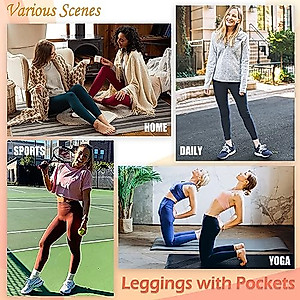 NEW YOUNG 3 Pack Leggings with Pockets for Women,High Waisted Tummy Control Workout Yoga Pants(3 Pack-Black/Navy/Grey, Large-X-Large)