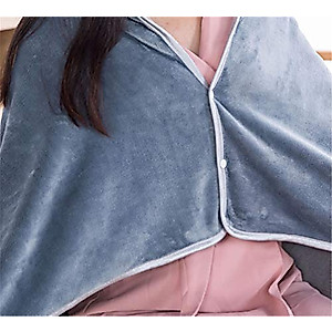 Mvchifay Wearable Blanket Soft Fleece Shawl Button Closure Warm Snuggle Throw for Sofa Snap 27x51inches (Gray-70x130cm)