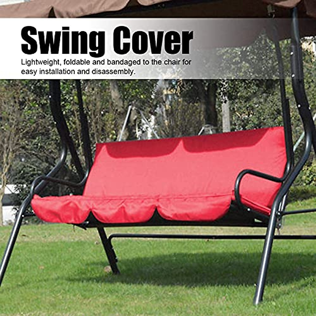Omabeta Swing Cushion Cover, Swing Cushions 3 Seater Replacement, 3 Seater Chair Waterproof Cushion Swing Seat Cushions Seat Cover for Patio Garden Yard, Replacement Cushions for Outdoor Swing(Red)