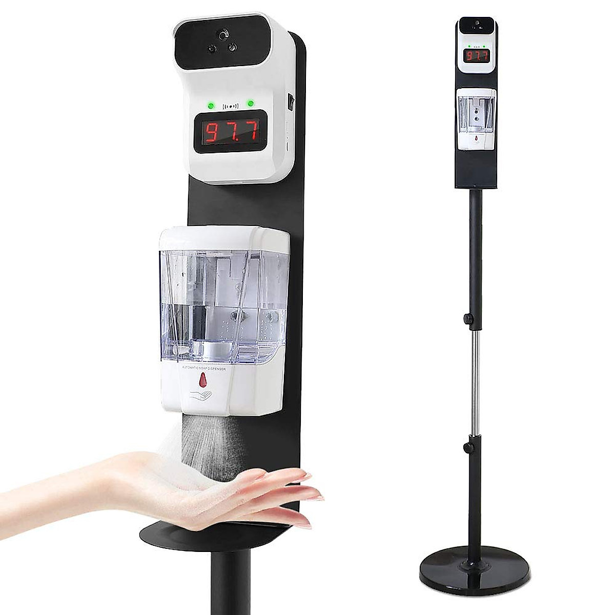 LYCHL Wall Mounted Thermometer +Soap Dispenser Wall Mounted Set for Offices, Factories, Shops, Schools, Restaurants, Rail Station Entrances, and Other High-Density Areas