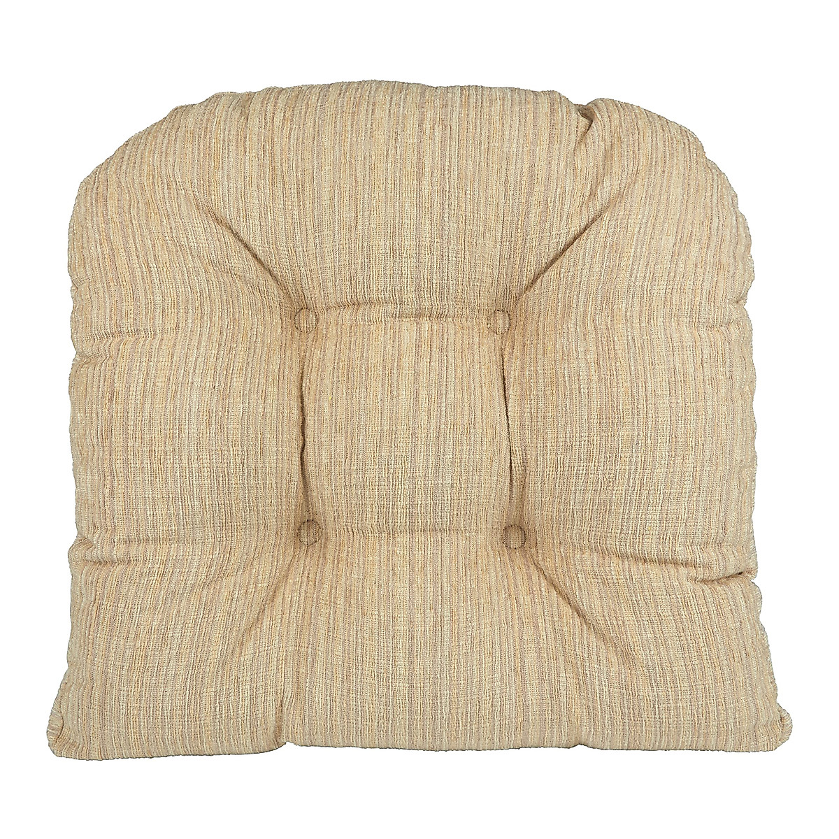 Klear Vu Gripper Overstuffed Universal Non-Slip Dining Chair Cushions for Kitchen Decor or Office Use, U-Shaped Skid-Proof Seat Pad, 17x17 Inches, 2 Count (Pack of 1), Sand