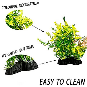 Aquarium Decorations Plants Set with Rockery View - 13 Pack Aquarium Decor Plants and Rock Cave Hideout Ornaments, Fish Tank Decorations, Fish Tank Plants Plastic Decoration for Aquariums