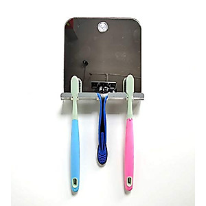 Funerom 5.4x5.1 inch Fogless Bathroom Shaving Mirror with Built-in Razor Holder Includes 4 Adhesive Hooks 2 Anti-Fog Film Anit-Fog Shower Mirror Frameless Portable Square